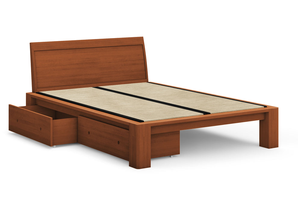 Japanese Tatami Platform Bed with Solid Headboard - Solid Mahogany ...