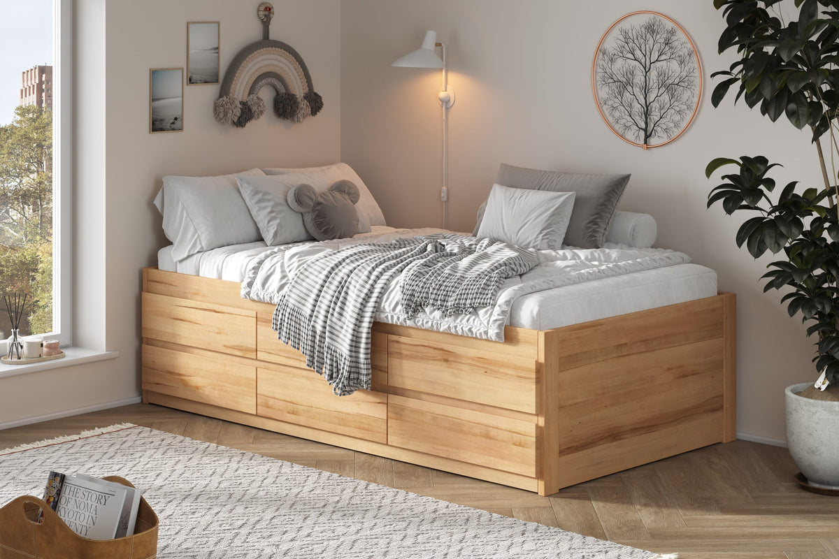 Captain's Bed - Solid Beech Wood Eco-Friendly Storage Bed – Comfort Pure