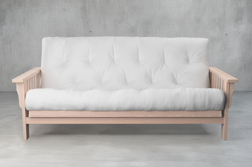 Flat Arm Mission Futon Sofa Bed Frame - Amish American Oak – Comfort Pure